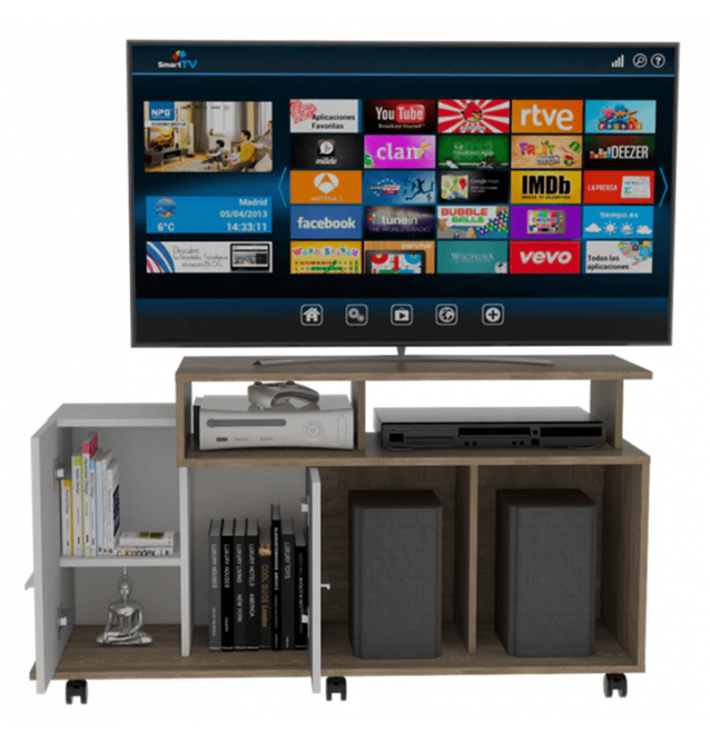 Muebles Concepto G | Mesa de TV Atena Miela y Blanco Nevado